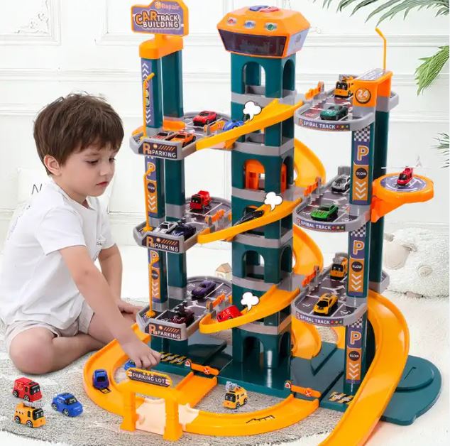 Track Building Parking Lot Playset , Kid's Car Sets | Colorland Toys